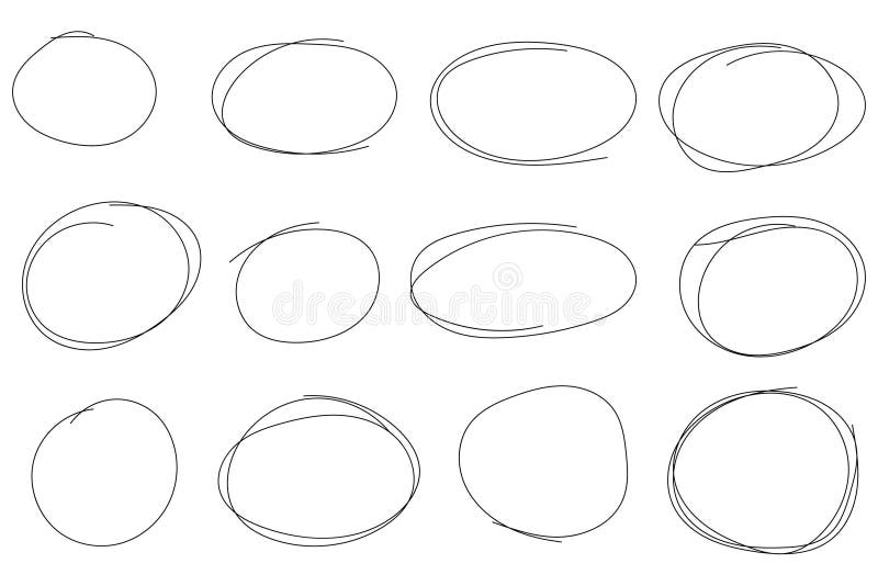 Circle Line Pencil Element Set Stock Vector - Illustration of element ...