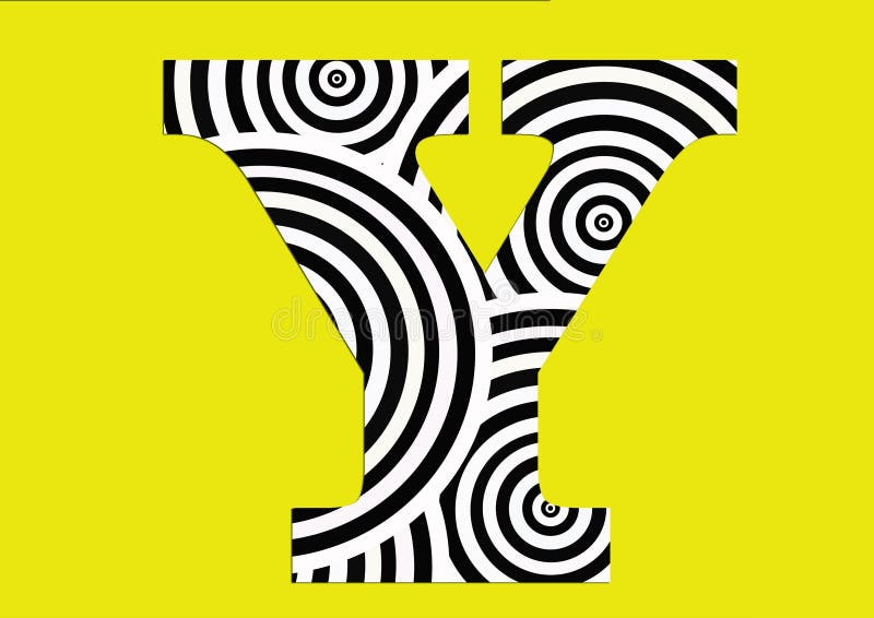 Circle Line Prints Pattern Black and White Color on Alphabet Y for ...