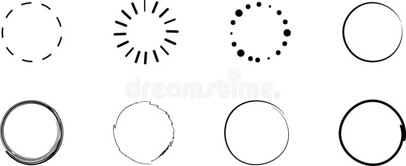 Circle Line Shapes or Border Hand Drawn Vector Illustration. Stock ...