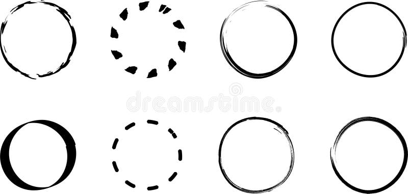 Circle Line Shapes or Border Hand Drawn Vector Illustration. Stock ...