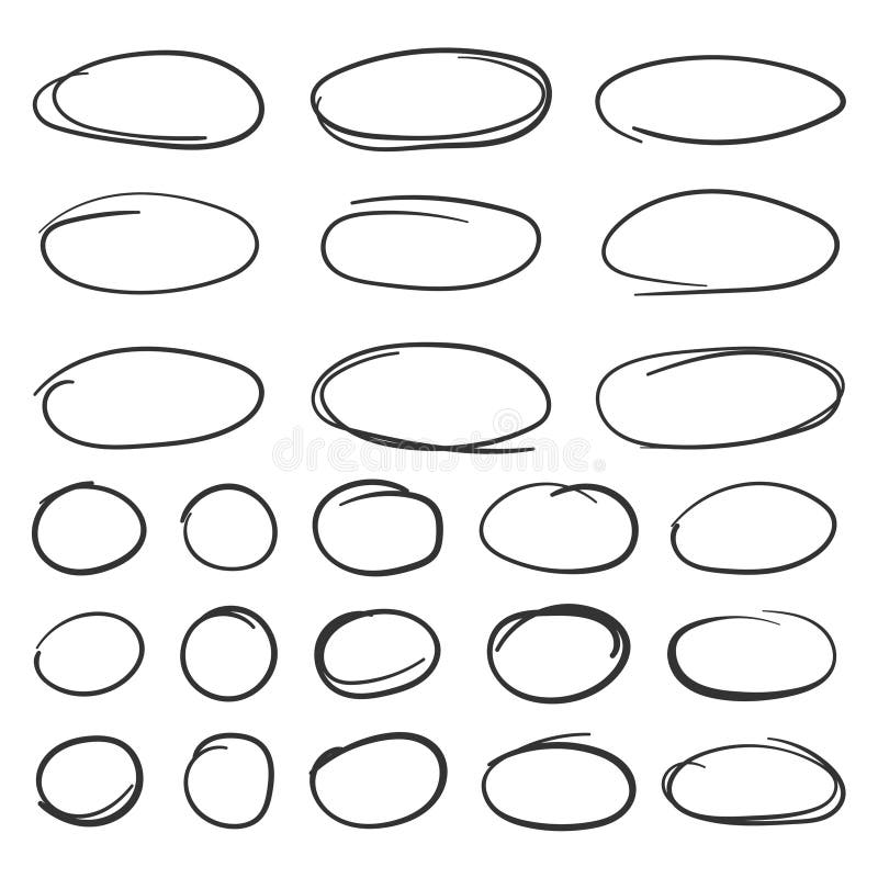 Circle Line Sketch Icon in Hand Drawn Style. Circular Scribble Doodle ...