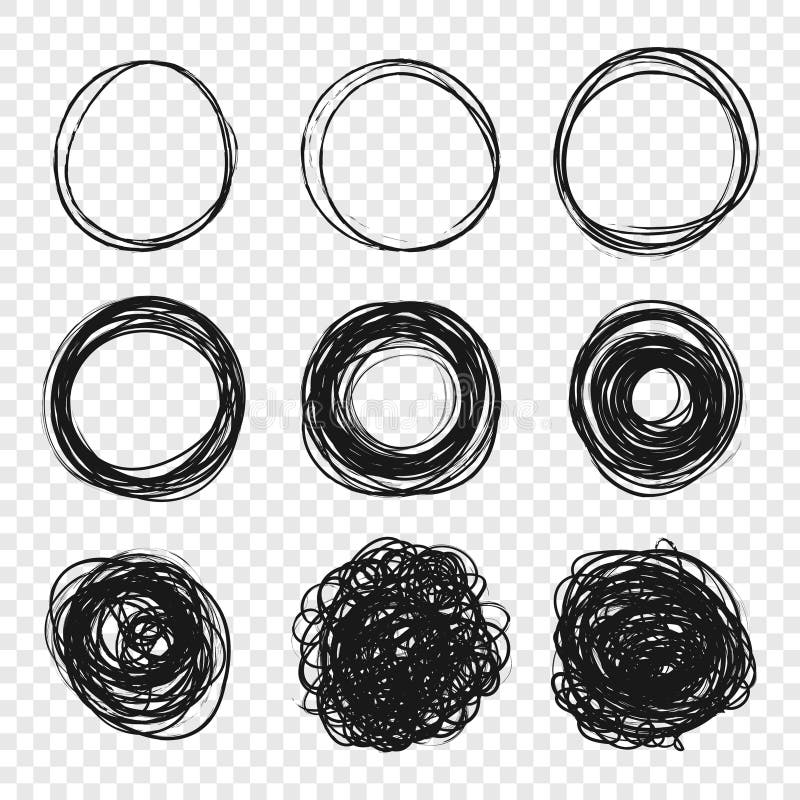 Circle Line Sketch Icon in Hand Drawn Style. Circular Scribble Doodle ...