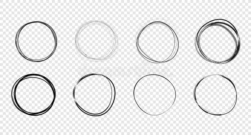 Circle Line Sketches Set. Vector Isolated Design Elements Stock Vector ...