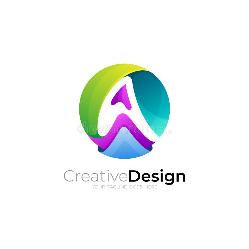 Circle Logo with Letter Design Template, 3d Colorful Logos Stock Vector ...