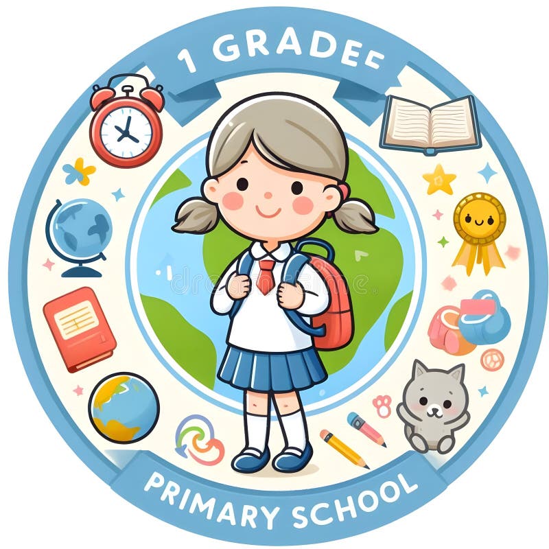 Circle Logotype Illustration of Children and Teachers Representing a ...