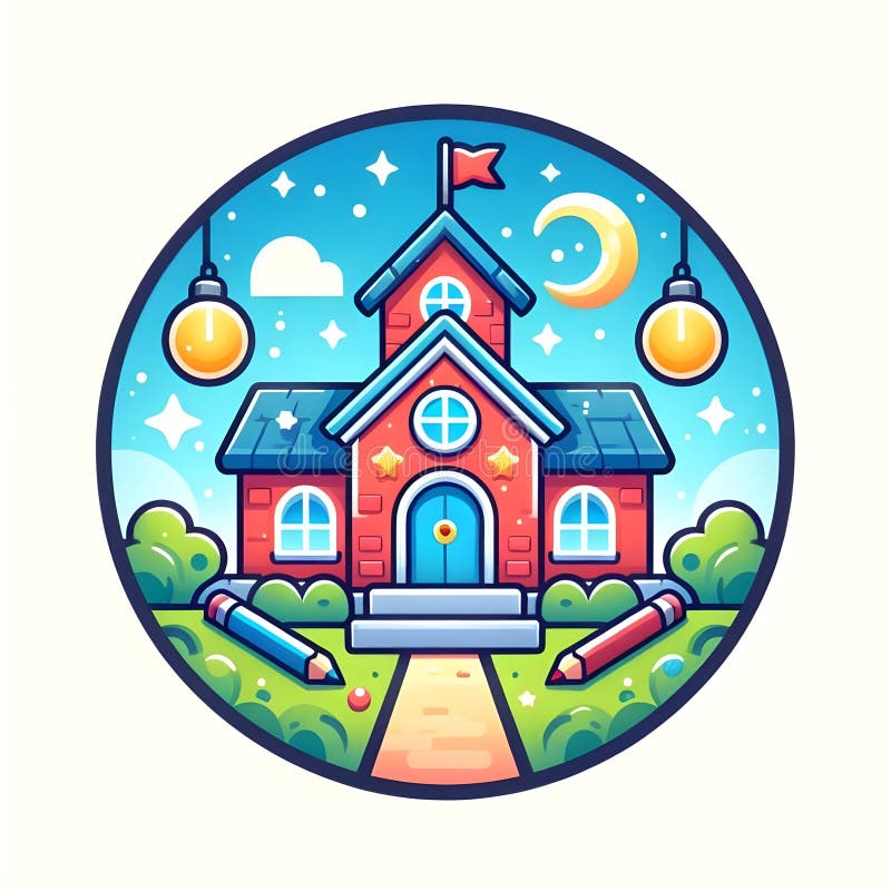 Circle Logotype Illustration of Children and Teachers Representing a ...