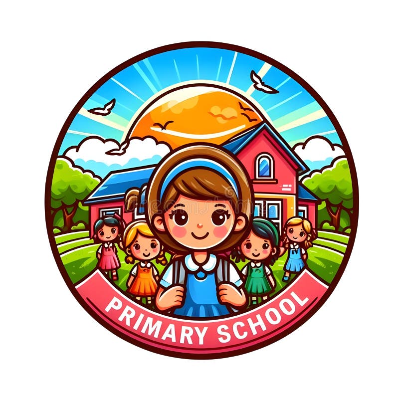 Circle Logotype Illustration of Children and Teachers Representing a ...