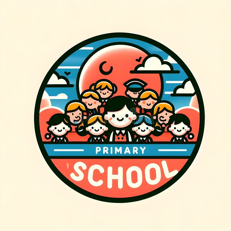 Circle Logotype Illustration of Children and Teachers Representing a ...