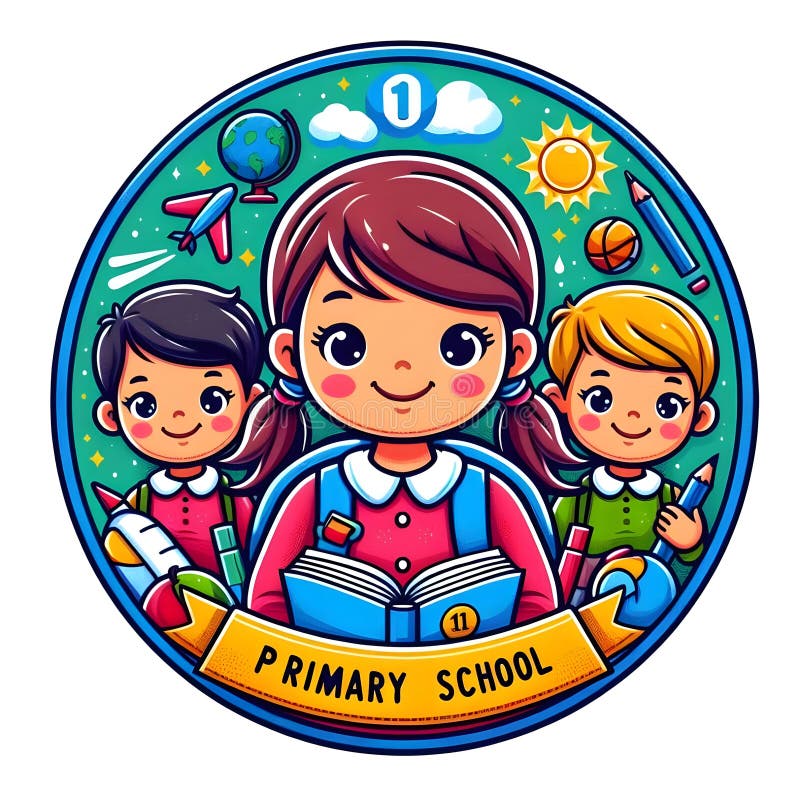 Circle Logotype Illustration of Children and Teachers Representing a ...