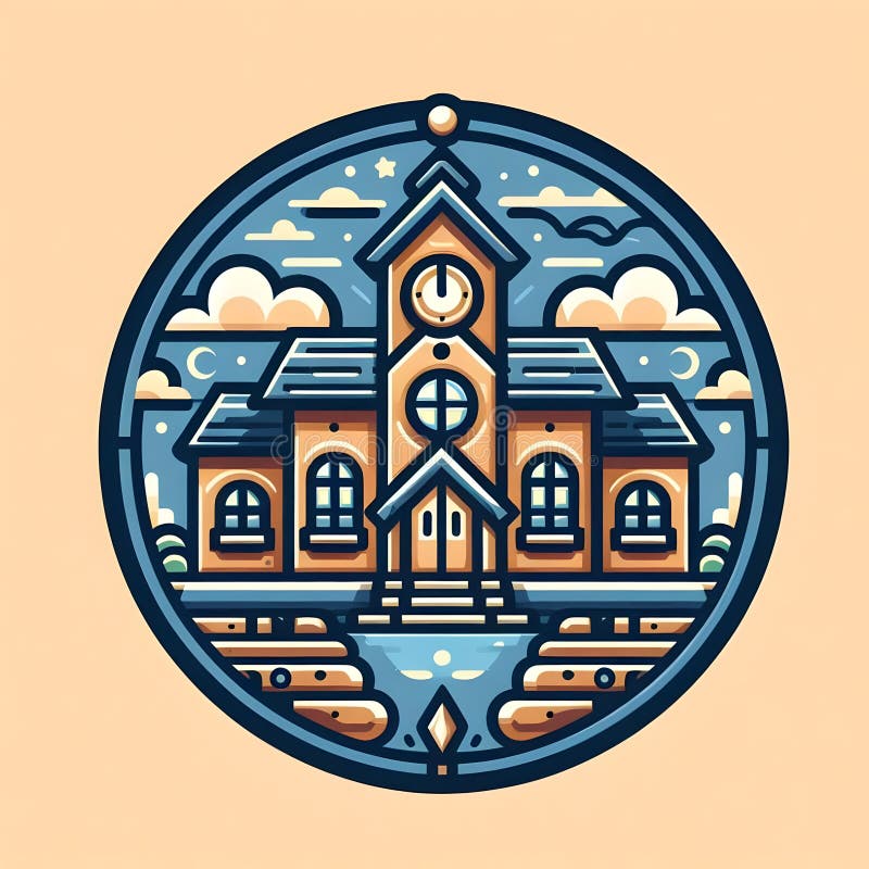 Circle Logotype Illustration of Children and Teachers Representing a ...