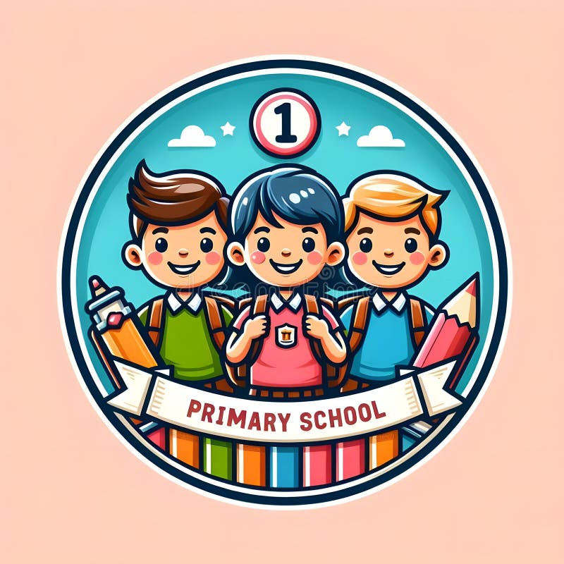 Circle Logotype Illustration of Children and Teachers Representing a ...