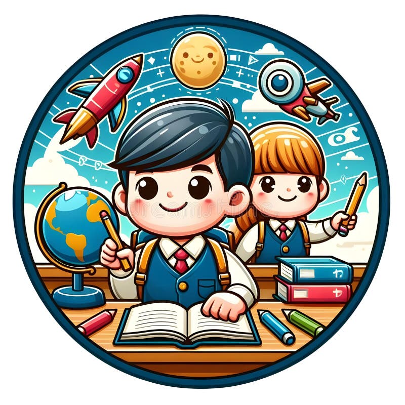 Circle Logotype Illustration of Children and Teachers Representing a ...