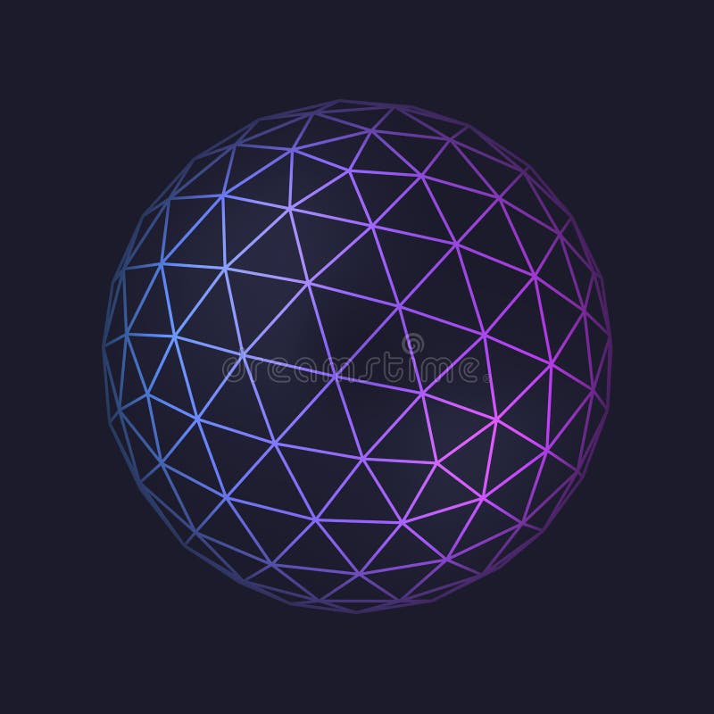 Circle Low Poly Line Geometric Shape of Neon Color Stock Vector ...