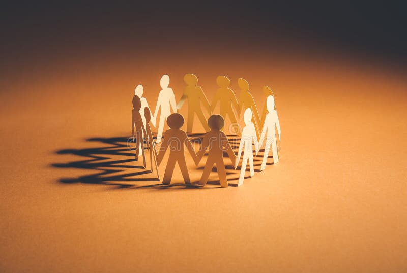 Circle Made of Paper Human Figures on Table. Unity Concept Stock Photo ...