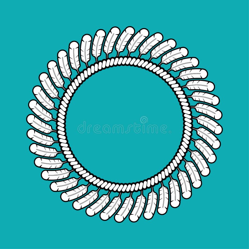 Feather Circle Frame Border Hand Drawing Artwork Stock Illustrations ...