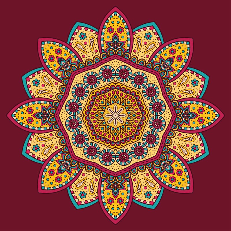 Circle mandala pattern. stock vector. Illustration of drawing - 79687443