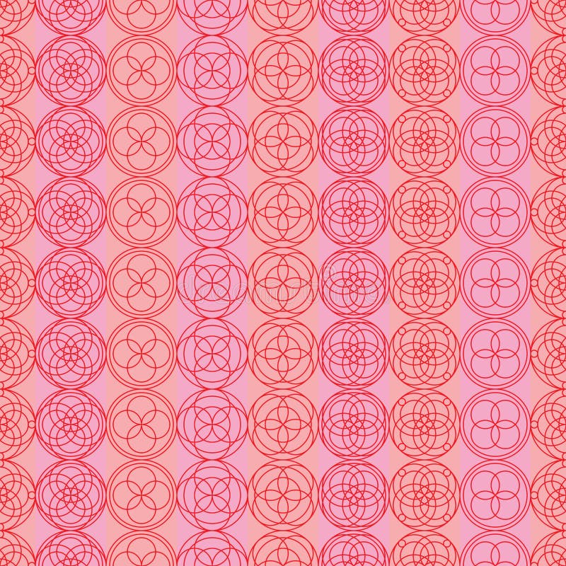 Circle Many Style Symmetry Stripe Red Seamless Pattern Stock Vector ...