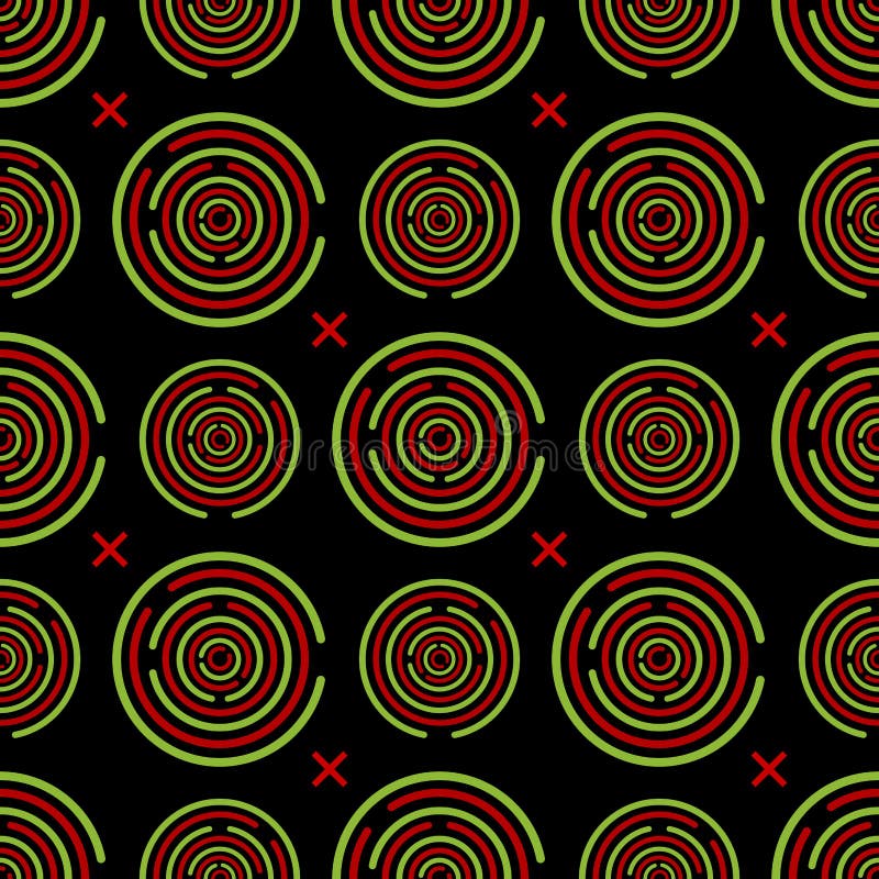 Circle Maze Colorful Seamless Pattern on Black Background Stock Vector ...