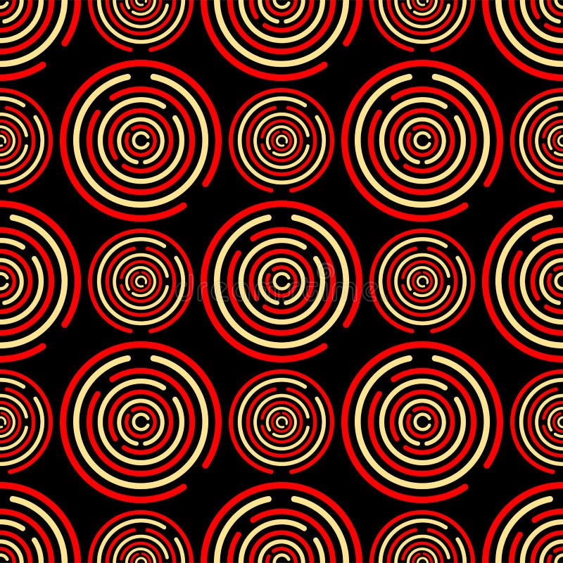 Circle Maze Colorful Seamless Pattern on Black Background Stock Vector ...