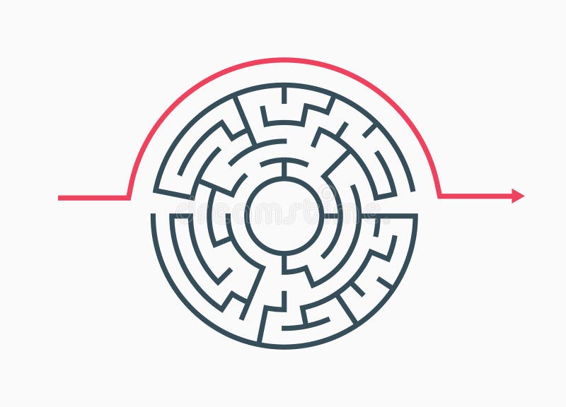 Circle Maze Vector Labyrinth Game. Round Puzzle Circular Maze with ...