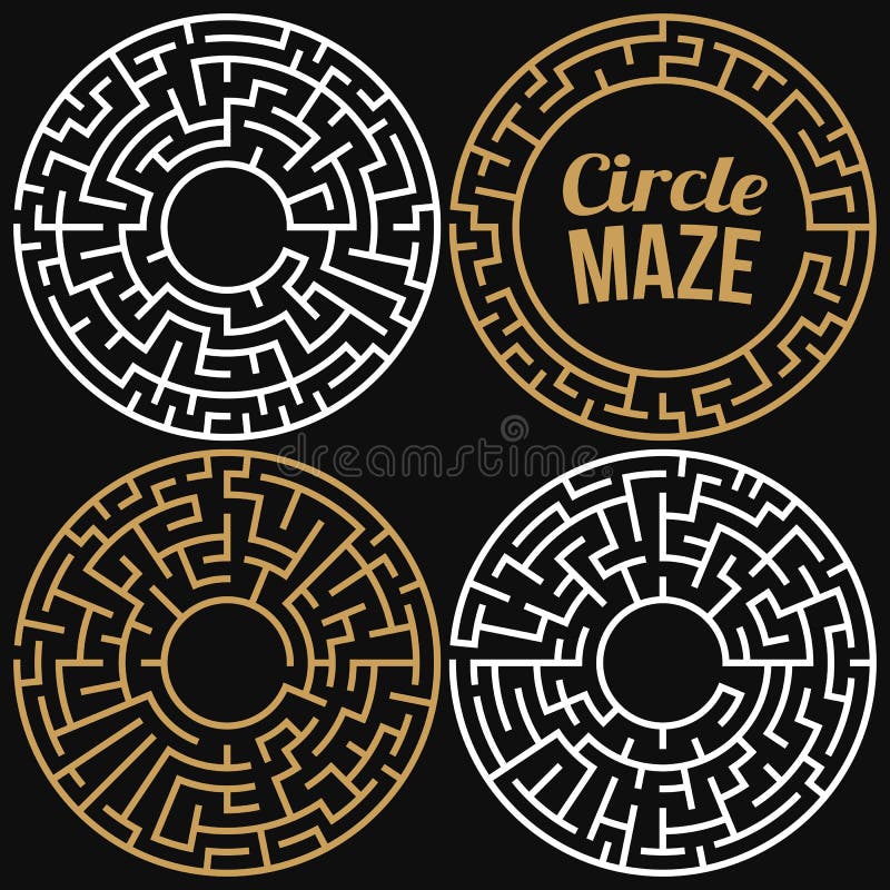 Circle Maze Vector Set stock vector. Illustration of concepts - 66168403