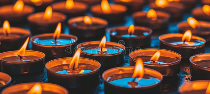 Circle of Minimalist Candles Emitting Inviting Warm Light in a Serene ...