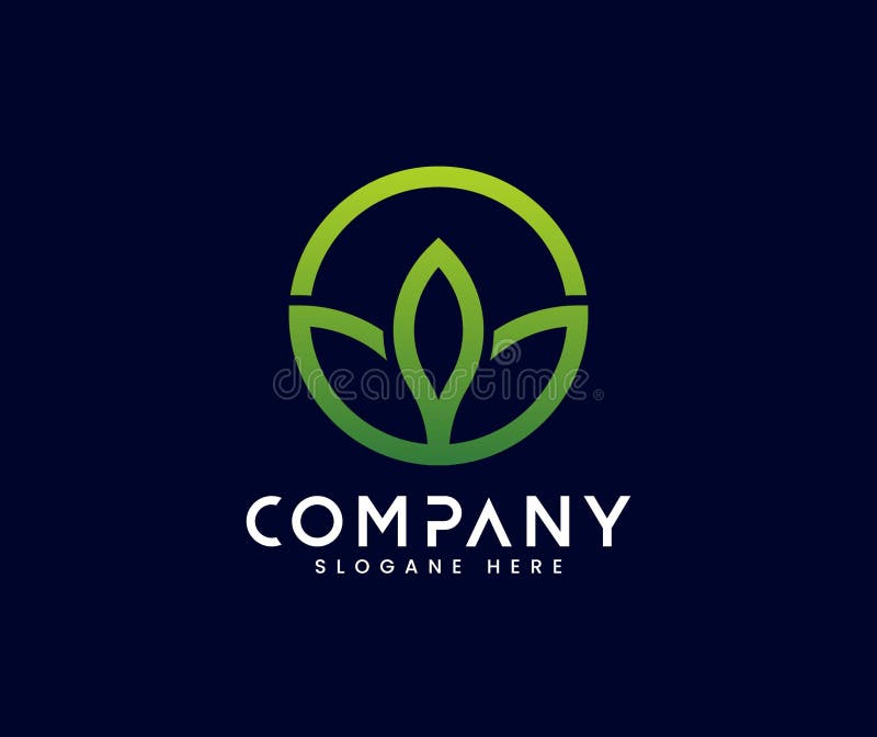 Circle Modern Line Art Nature Logo Design Stock Vector - Illustration ...