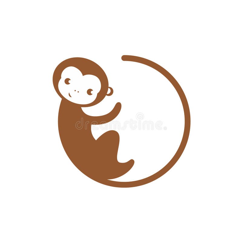Circle Monkey Icon in Modern Flat Style for Web Stock Vector - Illustration of chinese, happy ...