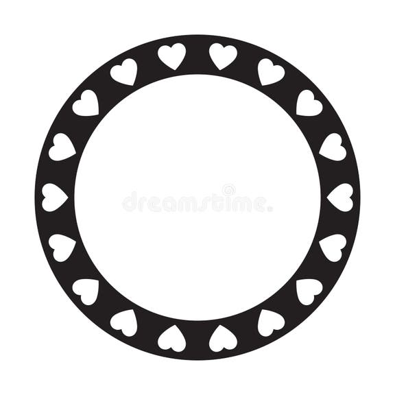Circle Monogram Frame with Hearts Stock Vector - Illustration of frame ...