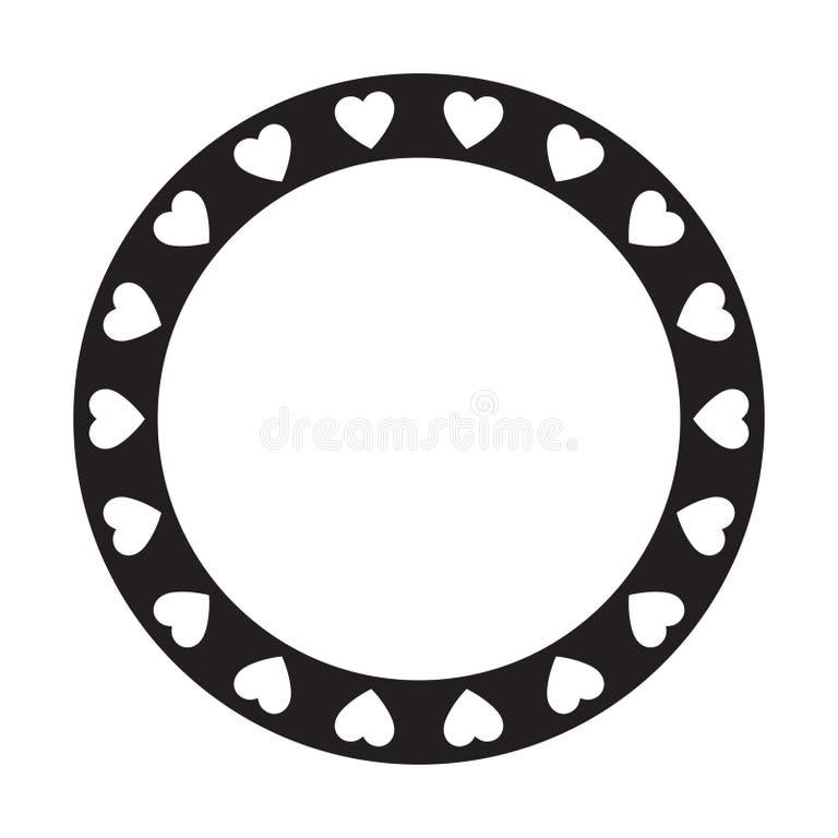 Circle Monogram Frame with Hearts Stock Vector - Illustration of frame ...