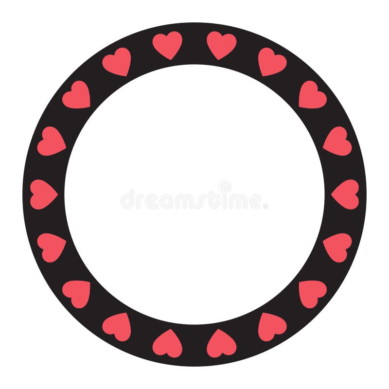 Circle Monogram Frame with Hearts, Frame for Valentine`s Day Decoration ...