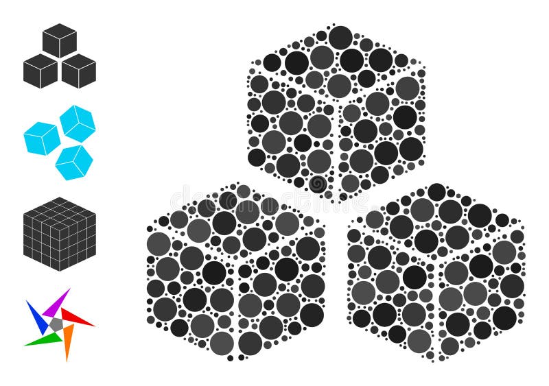 Dotted Cubes Mosaic of Round Dots and Other Icons Stock Vector ...