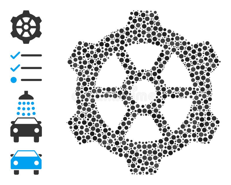 Dotted Gear Collage of Round Dots with Other Icons Stock Illustration ...