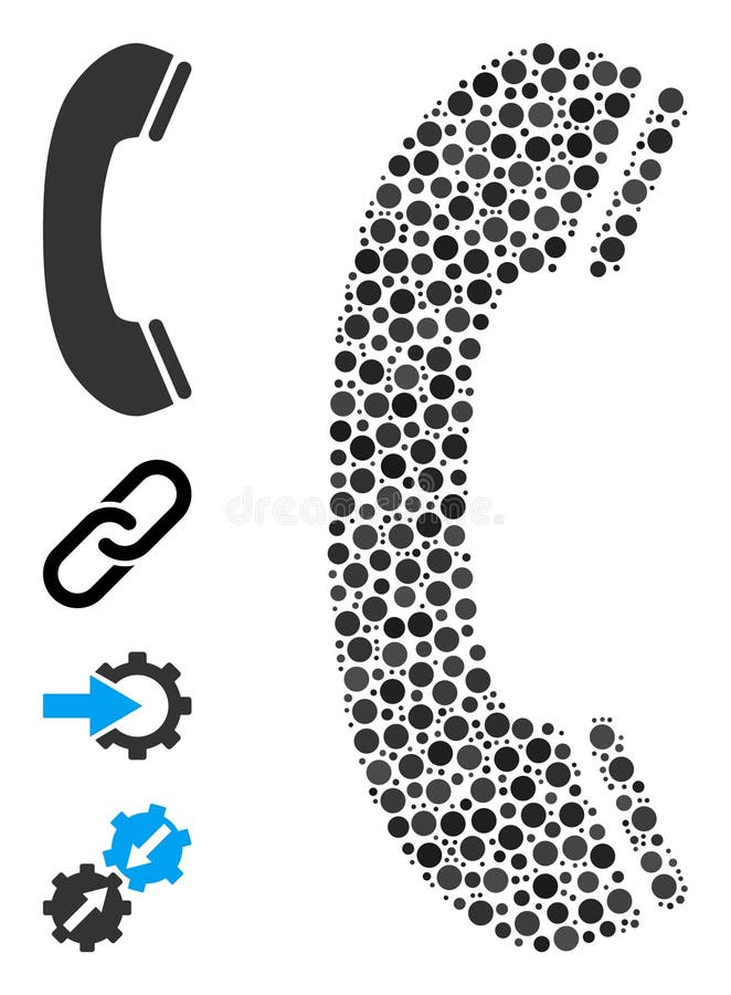 Dotted Phone Receiver Mosaic of Round Dots and Bonus Icons Stock Vector ...