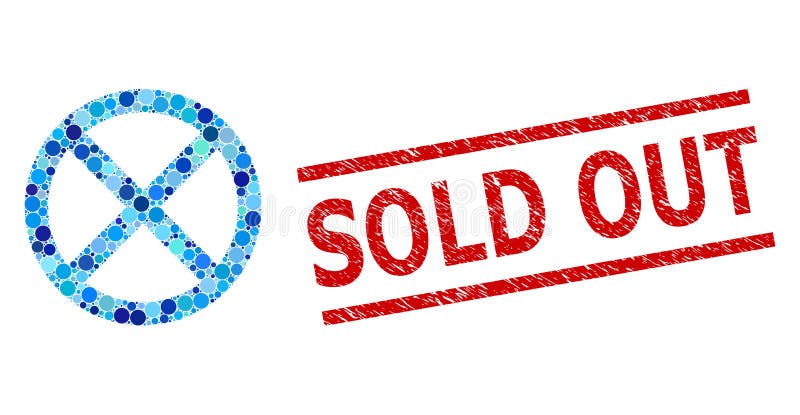 Scratched Sold Out Stamp Imitation and Stopped Collage of Rounded Dots ...
