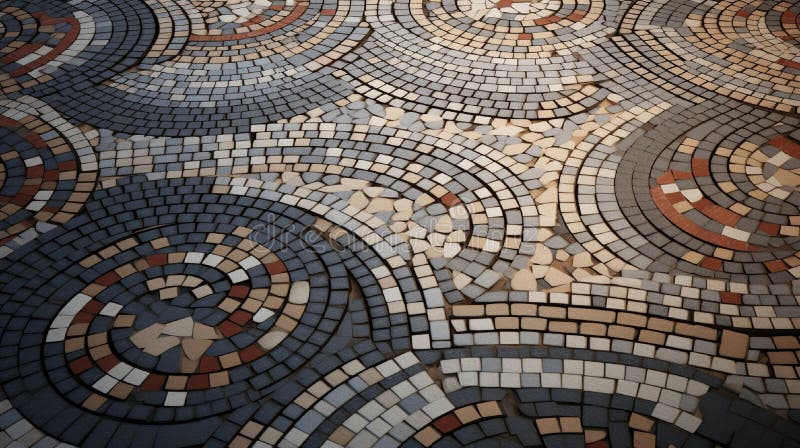 Circle Mosaic Texture Floor Generated by AI Tool. Stock Photo - Image ...