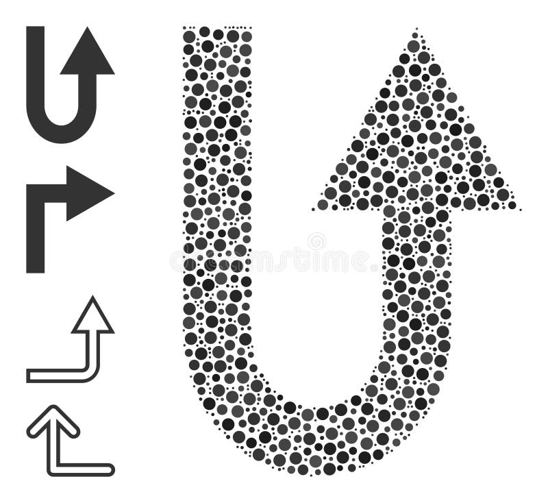 Dotted Turn Forward Composition of Rounded Dots with Bonus Icons Stock ...