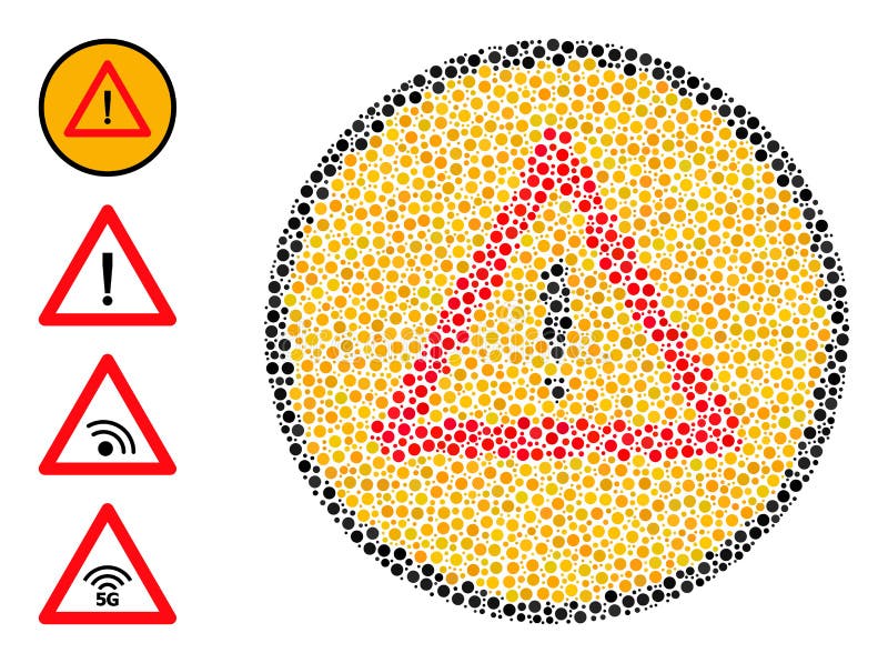 Dotted Warning Sign Collage of Circles and Other Icons Stock Vector ...