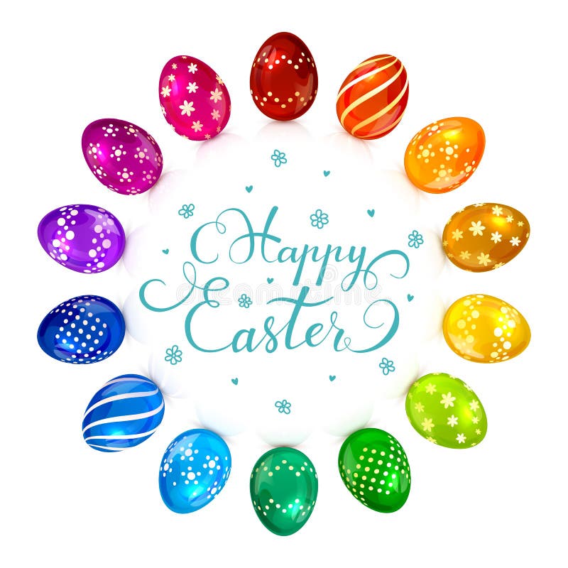 Circle of Multicolored Decorative Easter Eggs Stock Vector ...