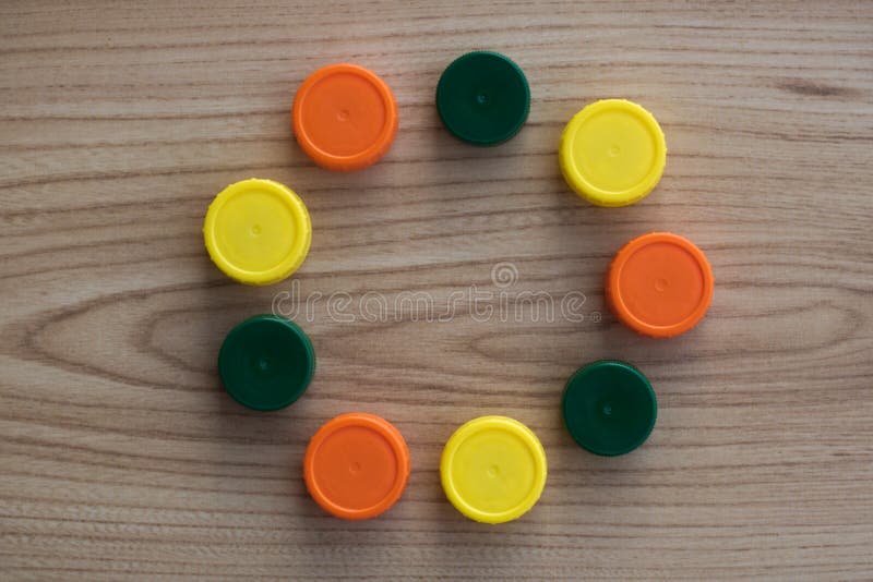 Circle of Multicolored Plastic Closures Stock Photo - Image of business ...