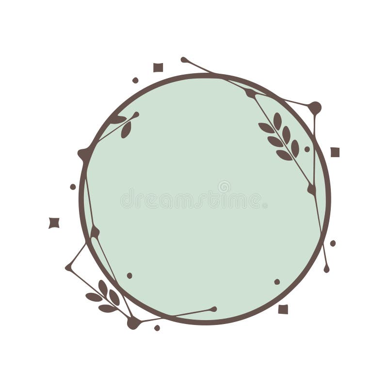 Circle Nature Geometric Frames with Leaves Made from Lines and Dots ...