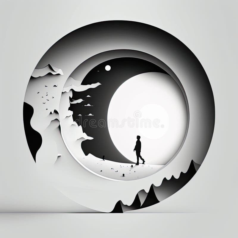 Circle of Negative Space for Copy Placement is Going Around, White ...