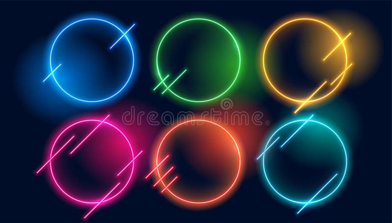 Neon Frames Set of Six in Square and Rectangle Style Stock Vector ...