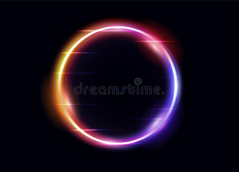 Circle Neon Glow. Light Effects. Round Purple Frame. Glare Ring Space ...
