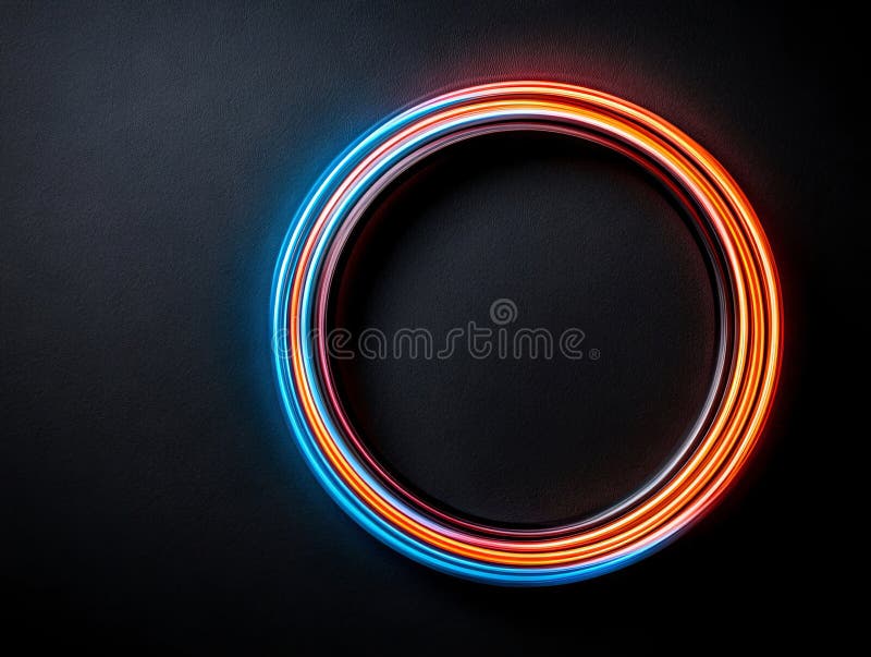A Circle of Neon Lights on a Black Background Stock Photo - Image of ...