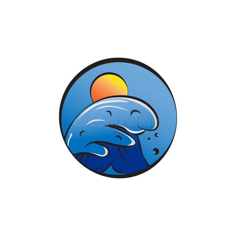 Circle Ocean Wave Emblem Vector Design Stock Vector - Illustration of ...