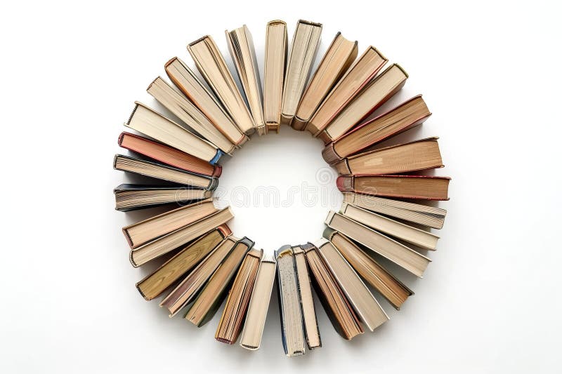 A Circle of Old Books on a White Background Stock Illustration ...
