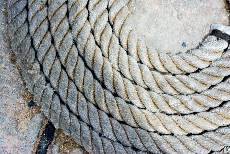 Circle of Old Rope on the Boat. Stock Image - Image of curly, macro ...