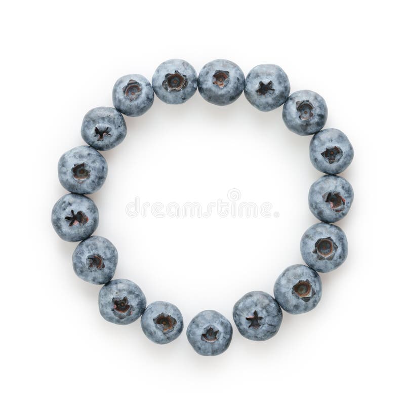 Circle of Organic Blueberries Top View Shot on White Background Stock ...
