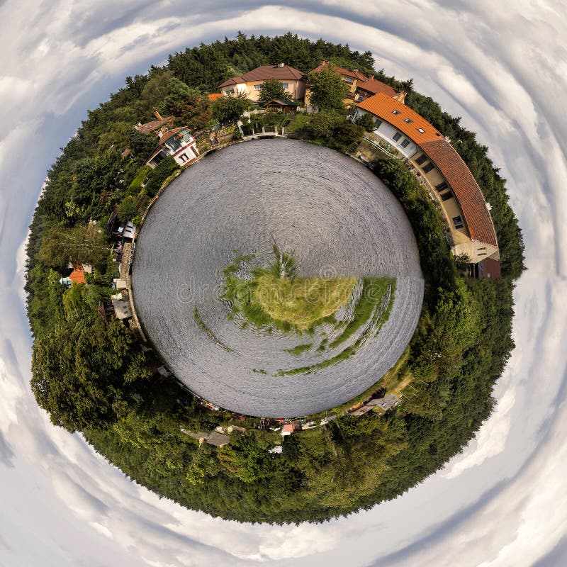 Circle Panorama of a Small Town Stock Image - Image of clouds, land ...